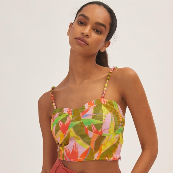 FARM Rio | Tops | Farm Rio X Anthropologie Structured Crop Top Floral ...